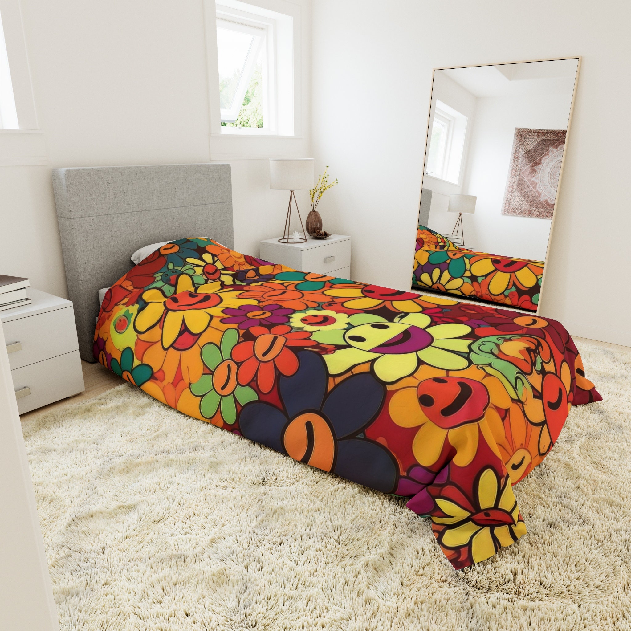 Smiley Faces Duvet Cover - Smiley Faces Comforter - Hippie Comforter ...