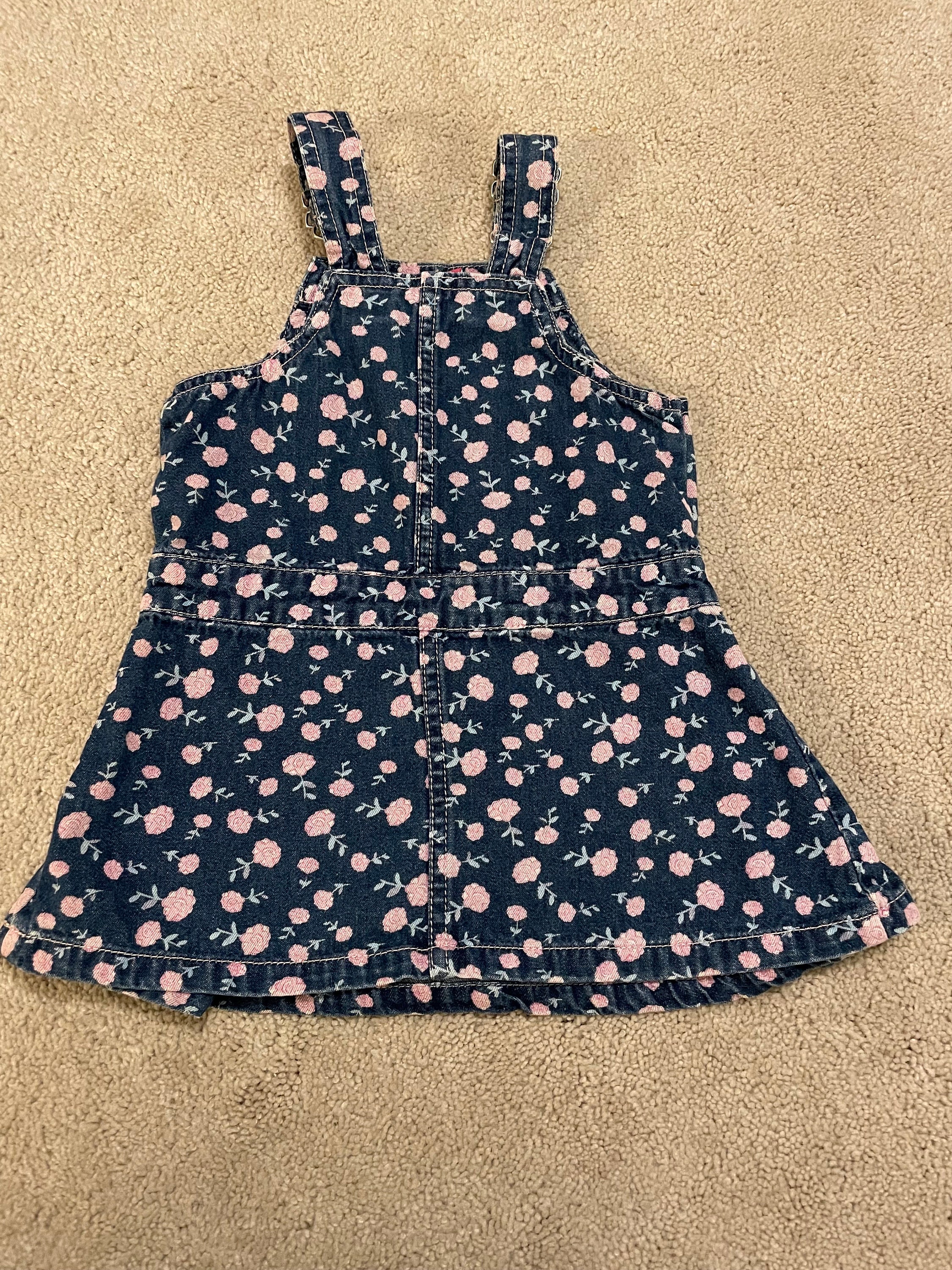 90s Vintage Barbie Denim 3T Overall Skirt Jumper Kids Toddler Pink ...