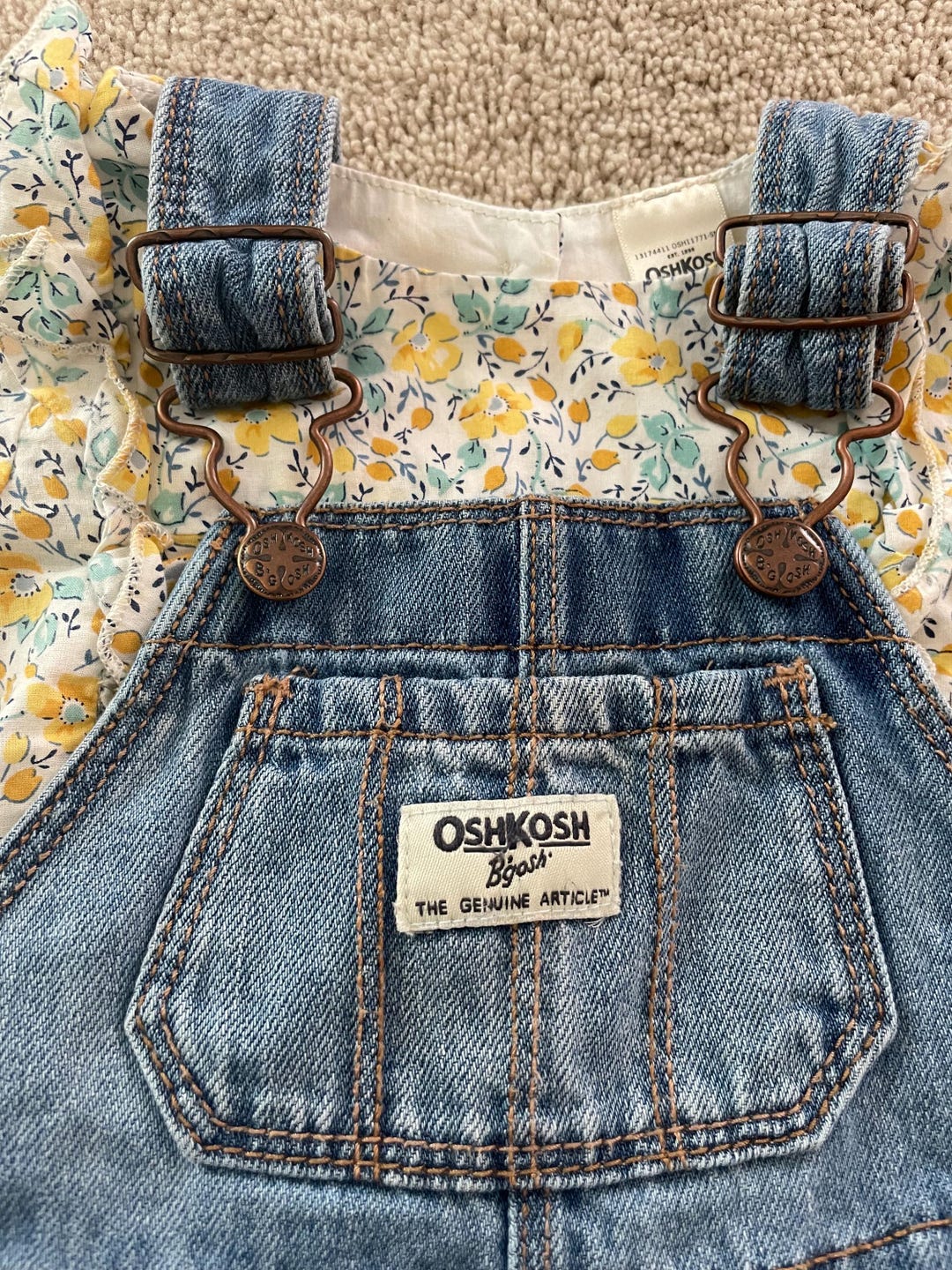 OSHKOSH B'gosh Toddler Girls Two Piece Overalls // Denim Bib Jumper ...