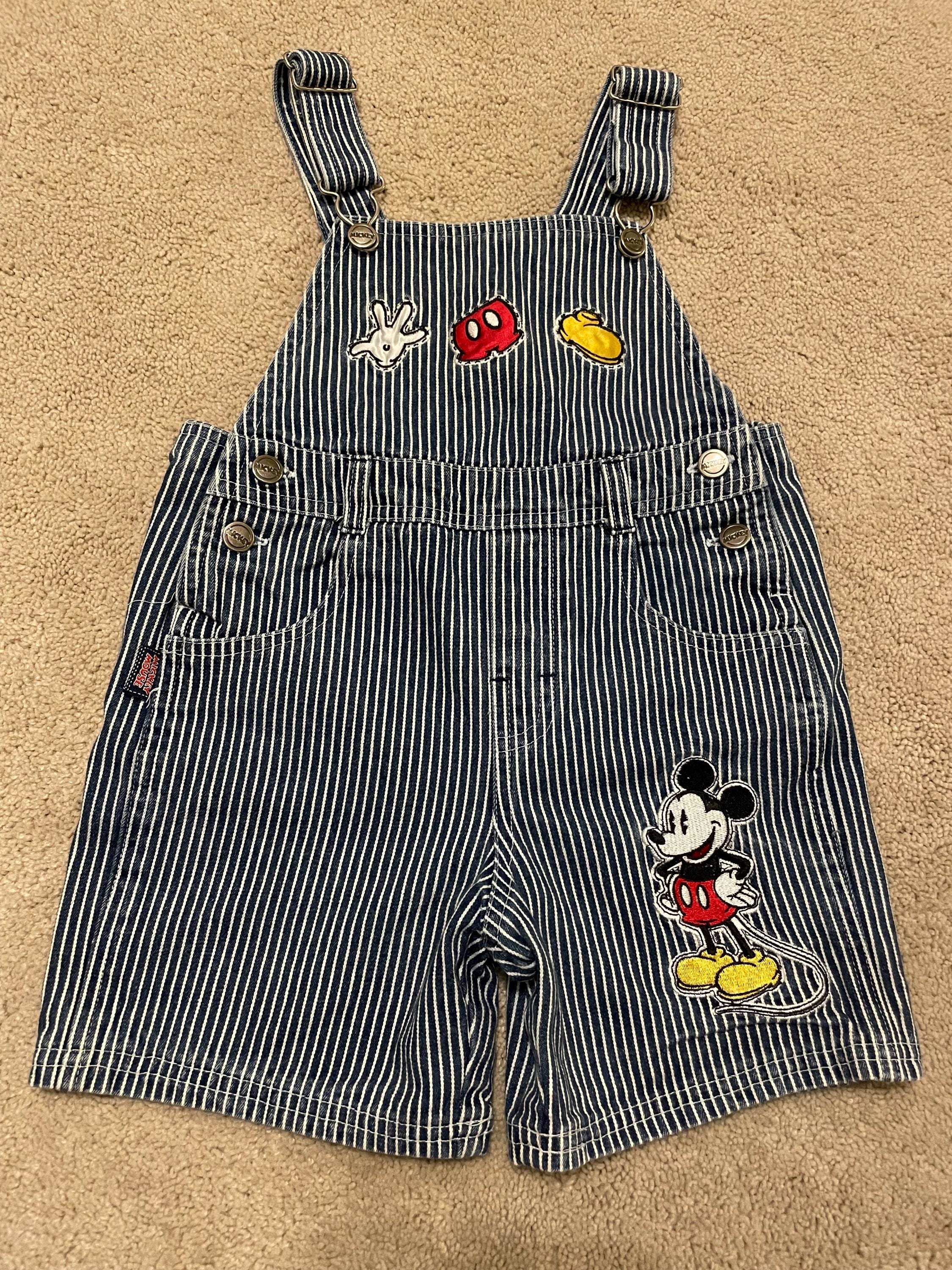 Disney Mickey Denim Hickory Stripe Overalls // 3T - Etsy