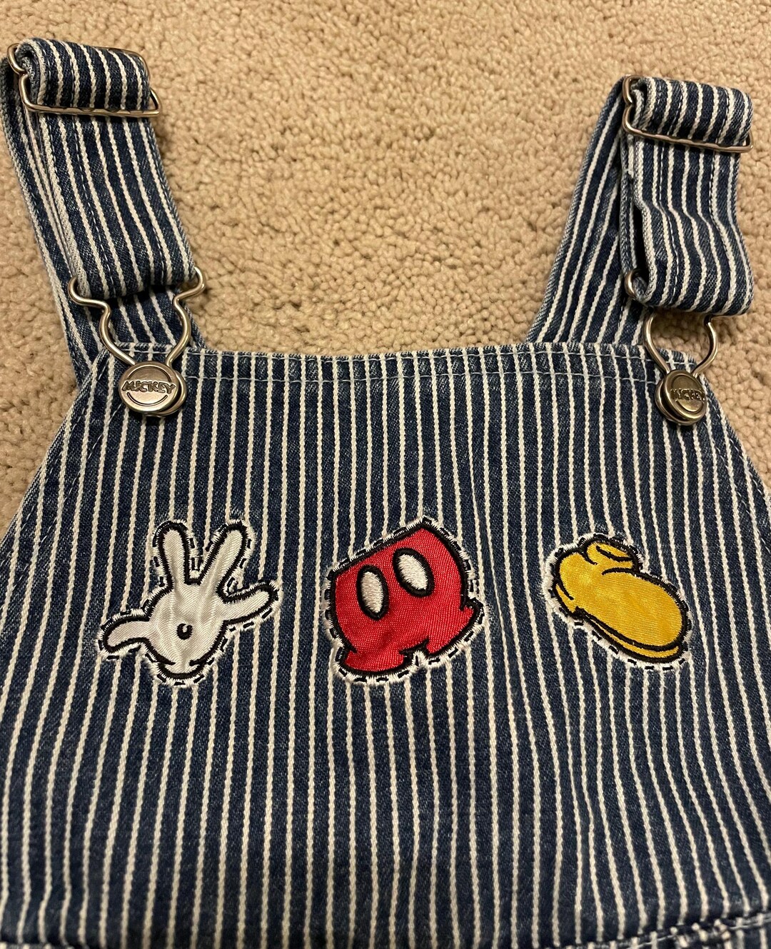 Disney Mickey Denim Hickory Stripe Overalls // 3T - Etsy