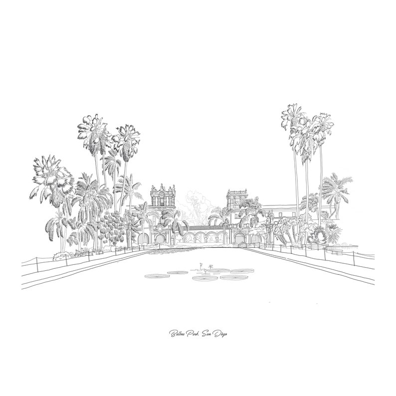Balboa Park Sketch Poster - Etsy