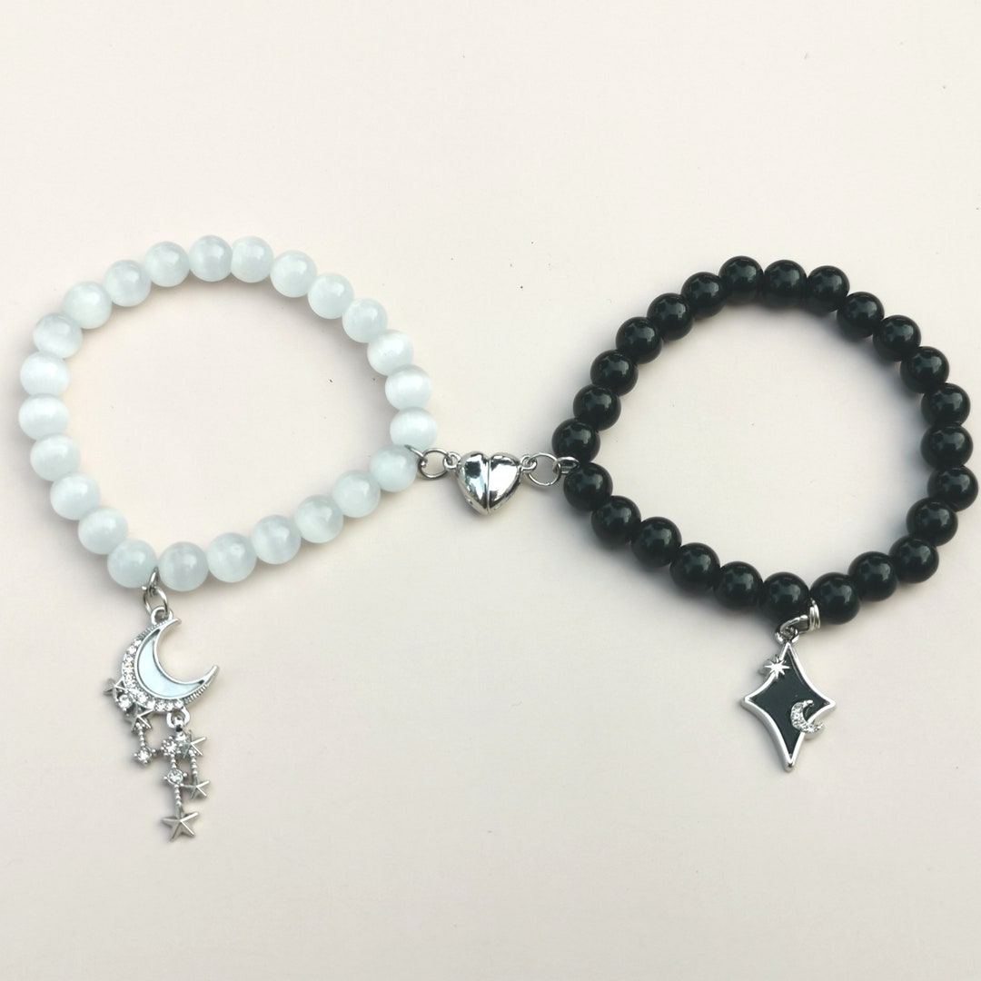Y2K Star Moon Magnetic Couple Bracelets Set 2 Pcs, Matching Beaded ...