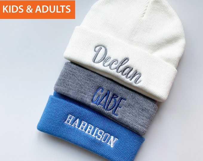 Embroidered Name Newborn Beanie Hat, Personalized Hat, Kids Name Hat ...