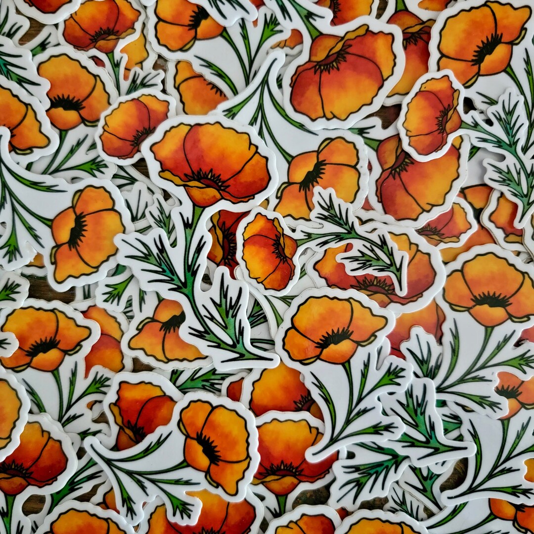The California Poppy Stickers - Etsy