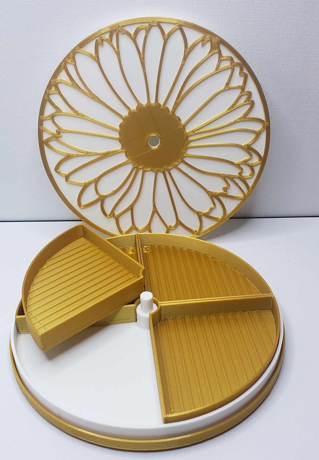 Spinnable 3D Printed Sunflower Print Rhinestone Tray W/multiple ...