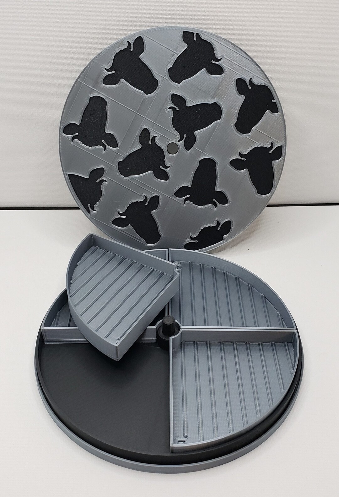 Spinnable 3D Printed Cow Head Print Rhinestone Tray W/multiple ...