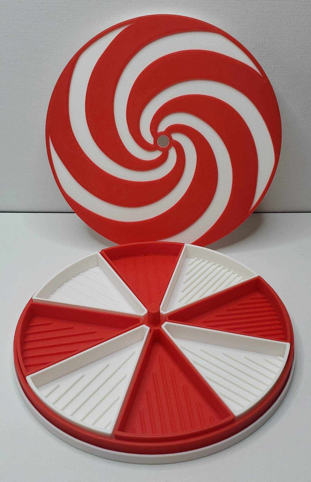 Spinnable 3D Printed Peppermint Print Rhinestone Tray W/multiple ...