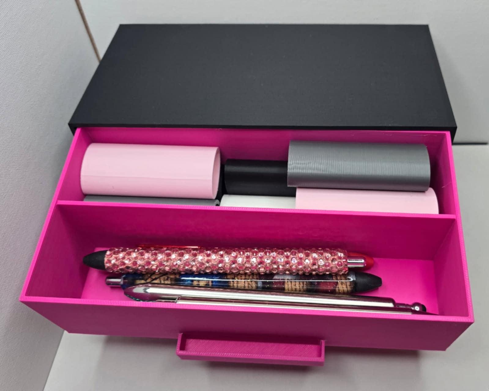 3D Printed Craft Drawer Organizer: Hot Pink & Black PLA Storage Box - Etsy