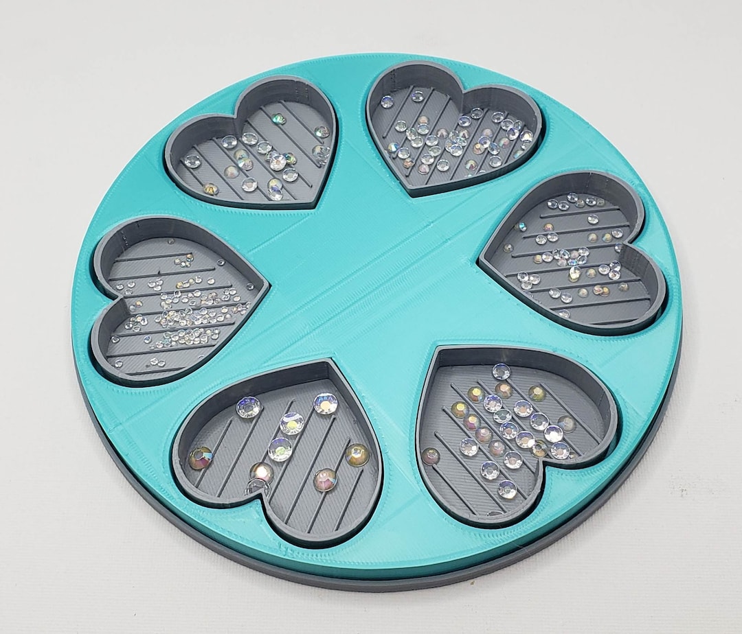Spinnable 3D Printed Heart Rhinestone Trays W/multiple Compartments ...