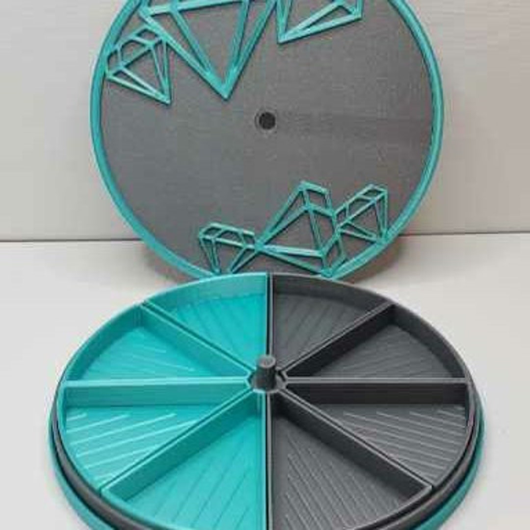 Spinnable 3D Printed Diamond Print Rhinestone Tray W/multiple ...