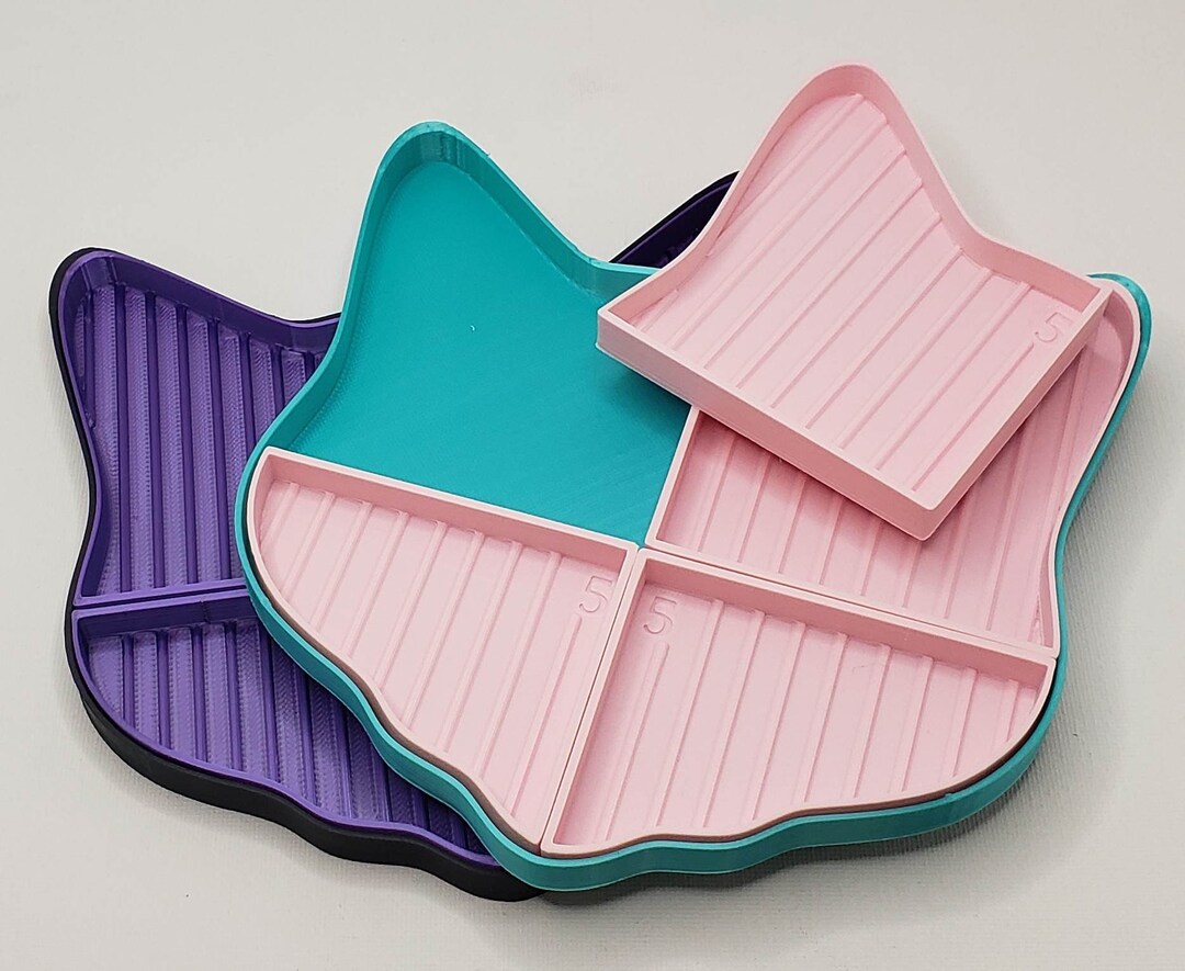 3D Printed Cat Shaped Rhinestone Tray With Multiple Compartments ...