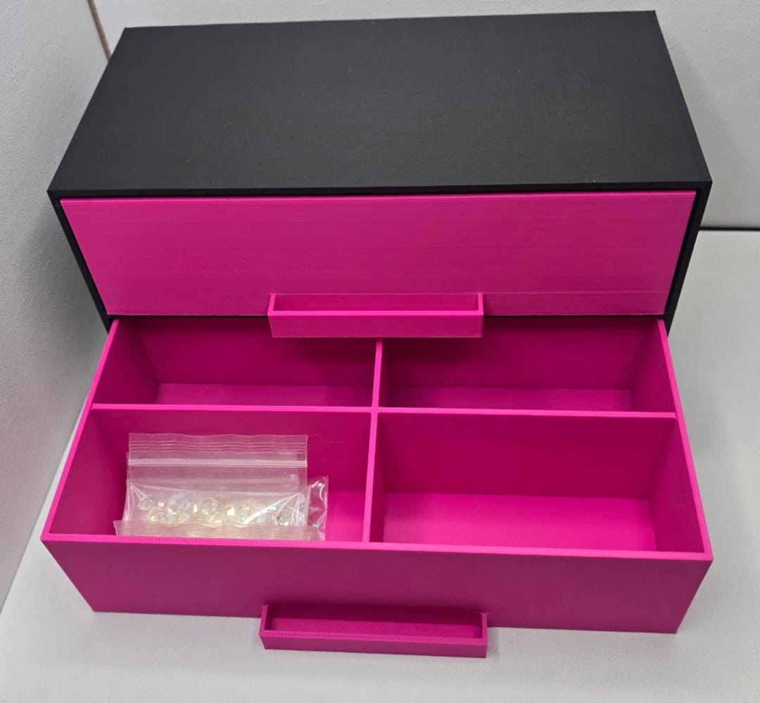 3D Printed Craft Drawer Organizer – 2-tier Storage Box With Divided ...