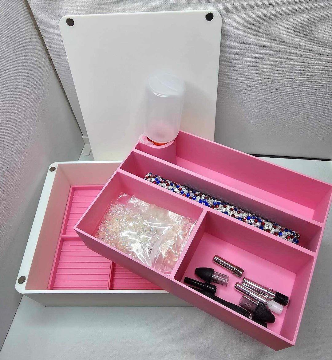 The 3D Printed Rhinestone Traveling Bling Box- Diamond Art, Cup Trays ...
