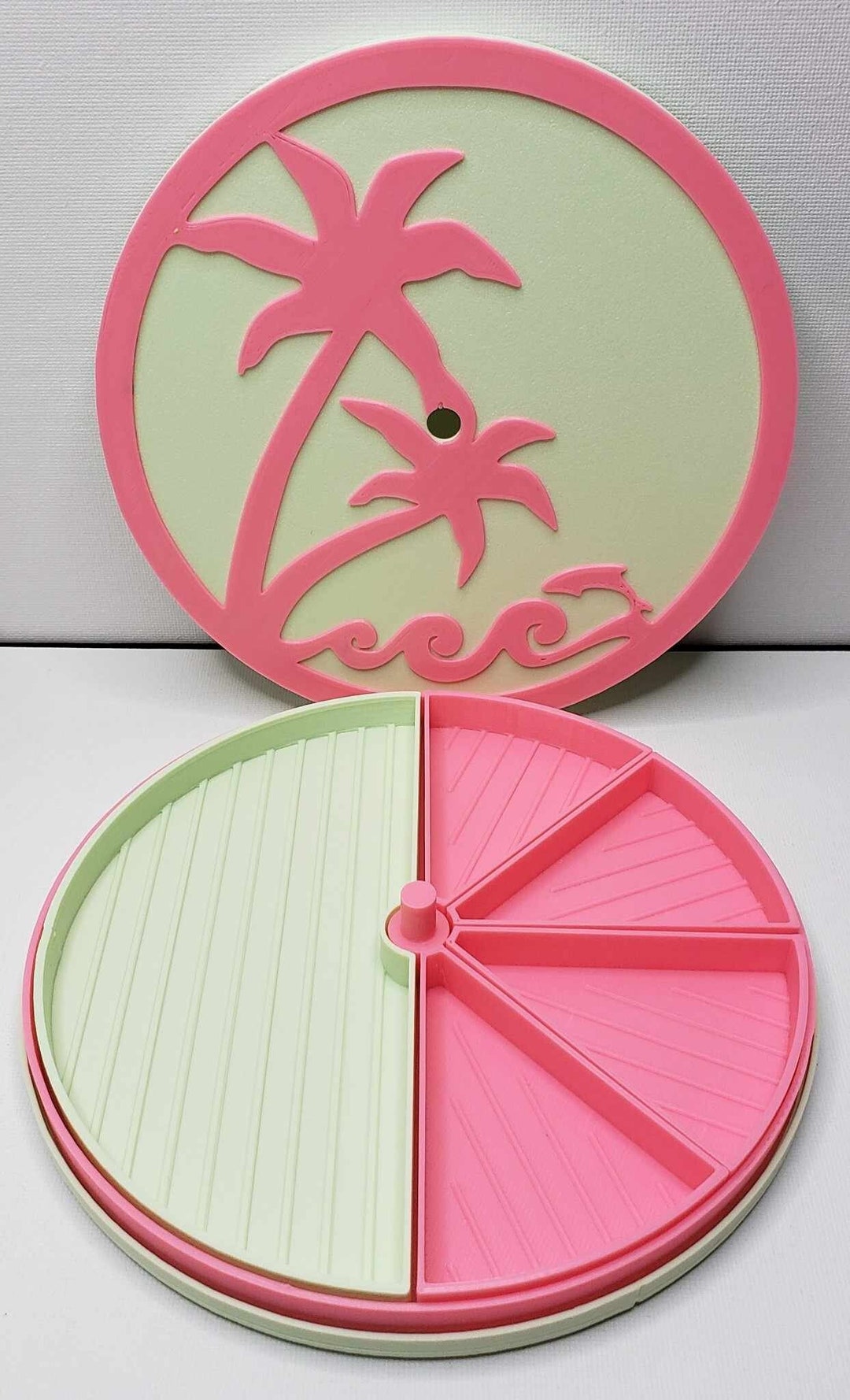 Spinnable 3D Printed Palm Tree Print Rhinestone Tray W/multiple ...