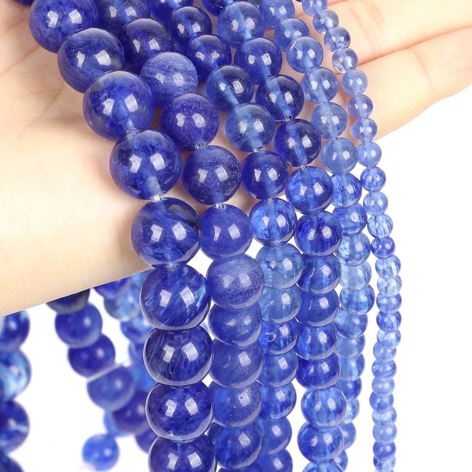 Smooth Blue Quartz Natural Stone Round Bead Strand - 4mm, 6mm, 8mm ...