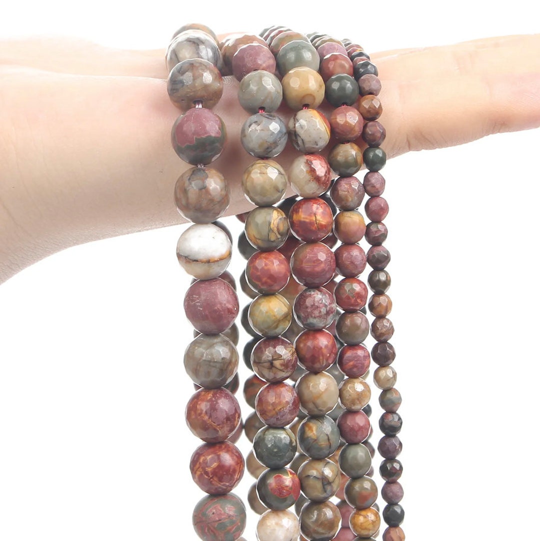 Faceted Red Pine Natural Stone Beads: Round Strand (4-12mm) - Etsy