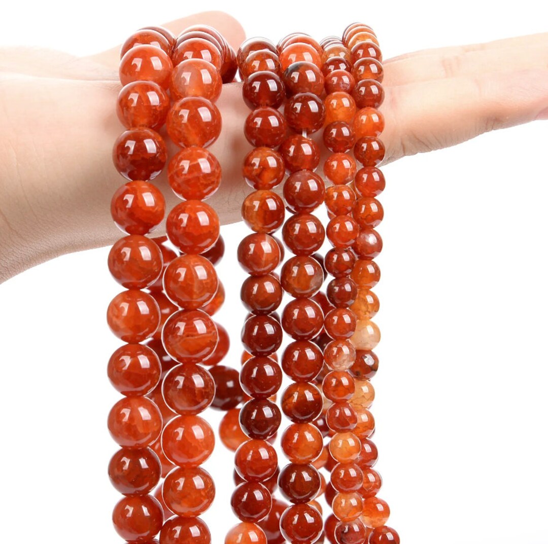 AAA Red Fire Agate Beads: Smooth Round Gemstone Strand - Etsy