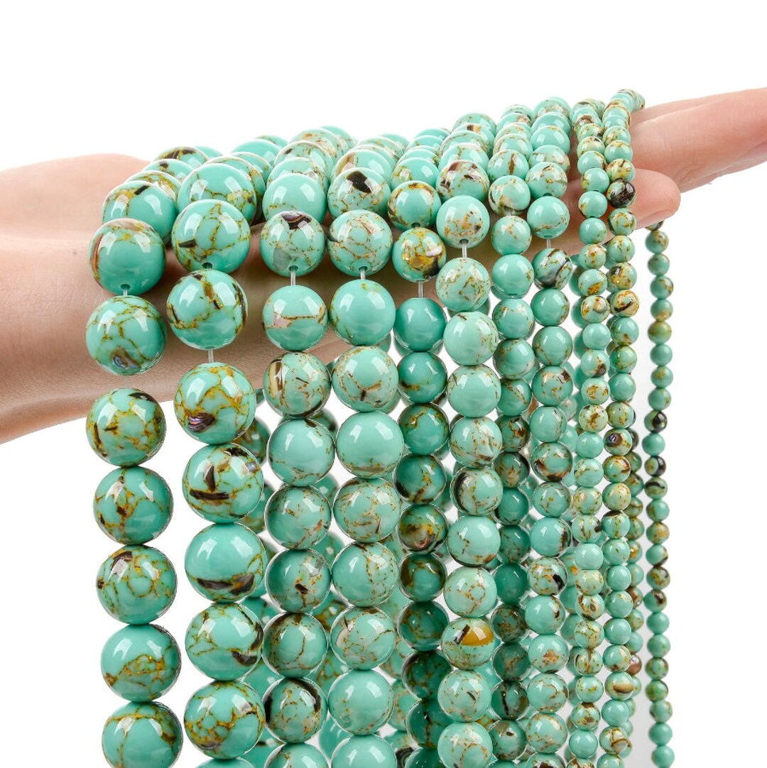 Green Blue Shell Turquoise Natural Stone Beads" 4mm, 6mm, 8mm, 10mm ...
