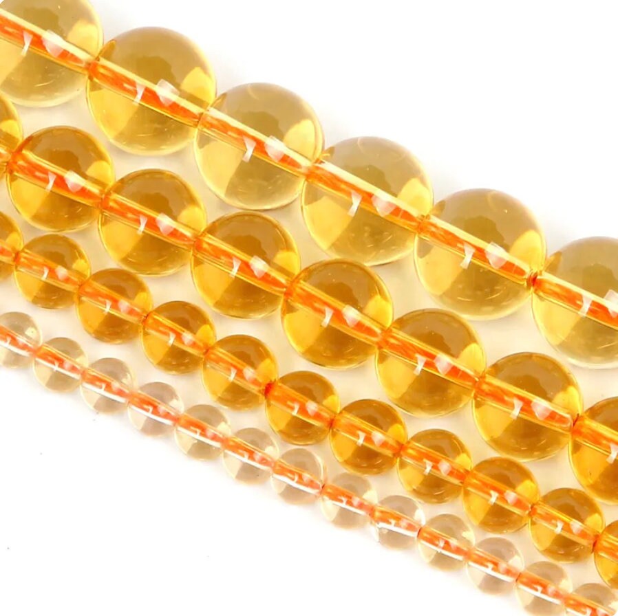 Round Piezoelectric Yellow Quartz Crystals Natural Stone Bead" 4mm, 6mm ...