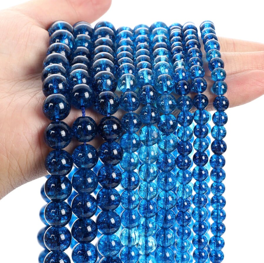 Round Blue Quartz Crystal Natural Stone Beads" 4mm, 6mm, 8mm, 10mm 12mm ...