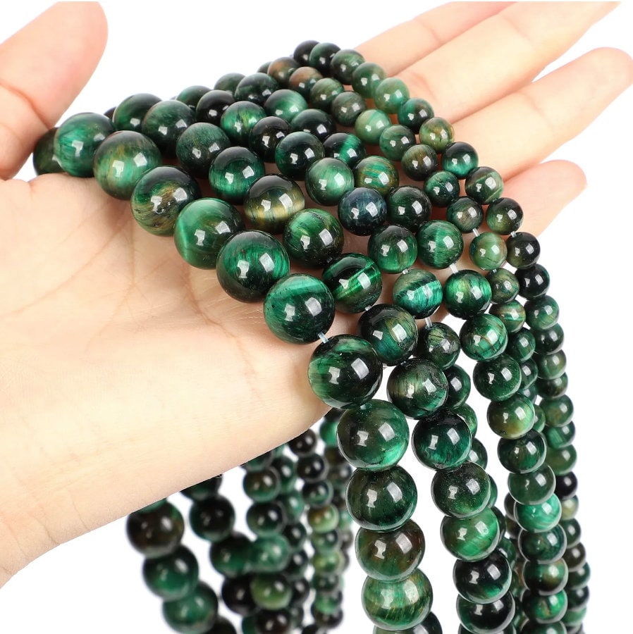 Round Natural Green Tiger Eye Stone Beads" 6mm, 8mm, 10mm, 12mm. - Etsy
