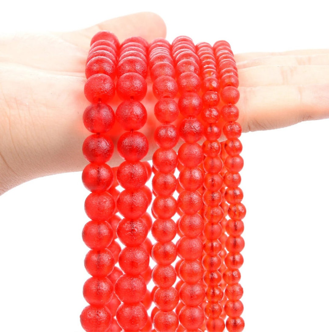 Frosted Red Energy Crystal Natural Stone Bead Strand - 6mm, 8mm, 10mm ...