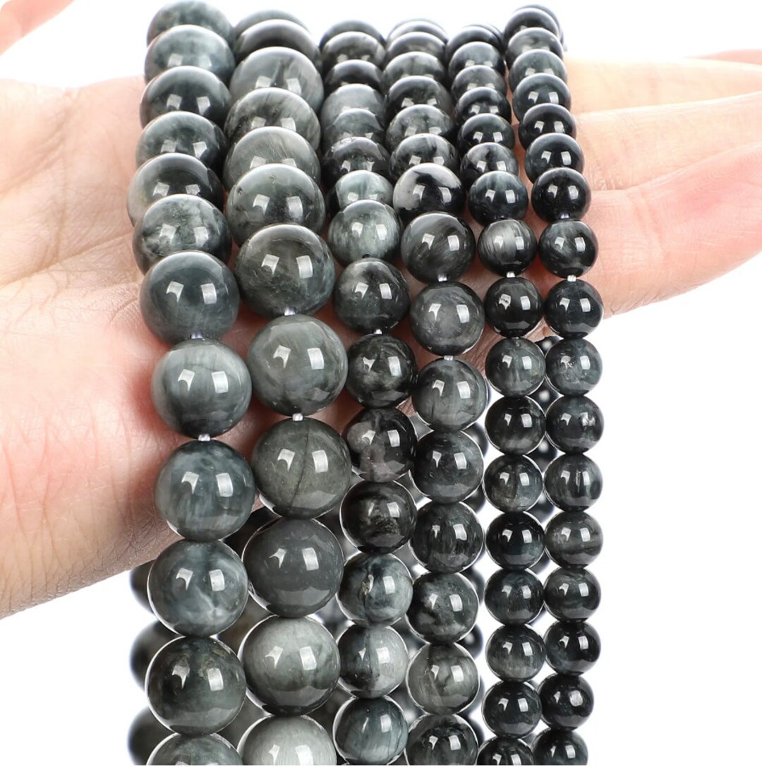 Round Smooth Natural Hawk Eye Stone Beads" 8mm, 10mm. - Etsy