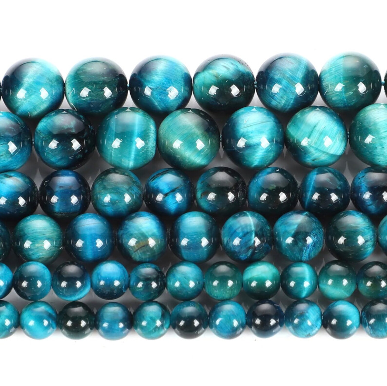 Round Light Blue Tiger Eye Natural Stone Beads 4mm, 6mm, 8mm, 10mm 12mm ...