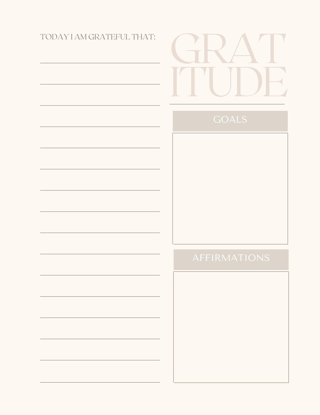 Gratitude Journal Page, Instant Download Journal, Gratitude Planner ...