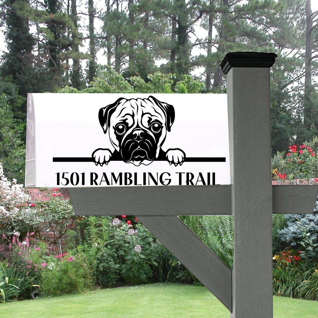 Pug Mailbox Decal/puggles Decal/custom Dog Mailbox Decal/personalized ...