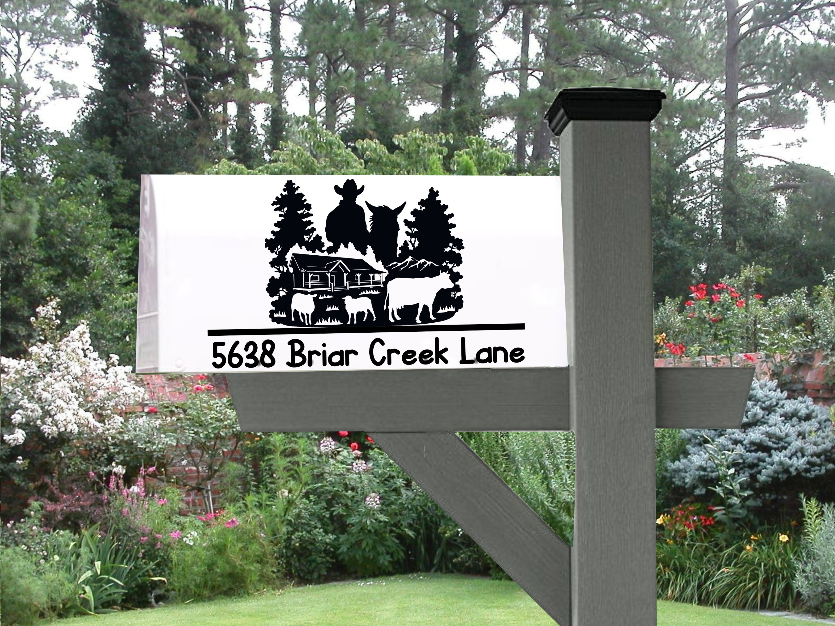 Custom Farm Animal Mailbox Decal/cow Decal/address Mailbox - Etsy