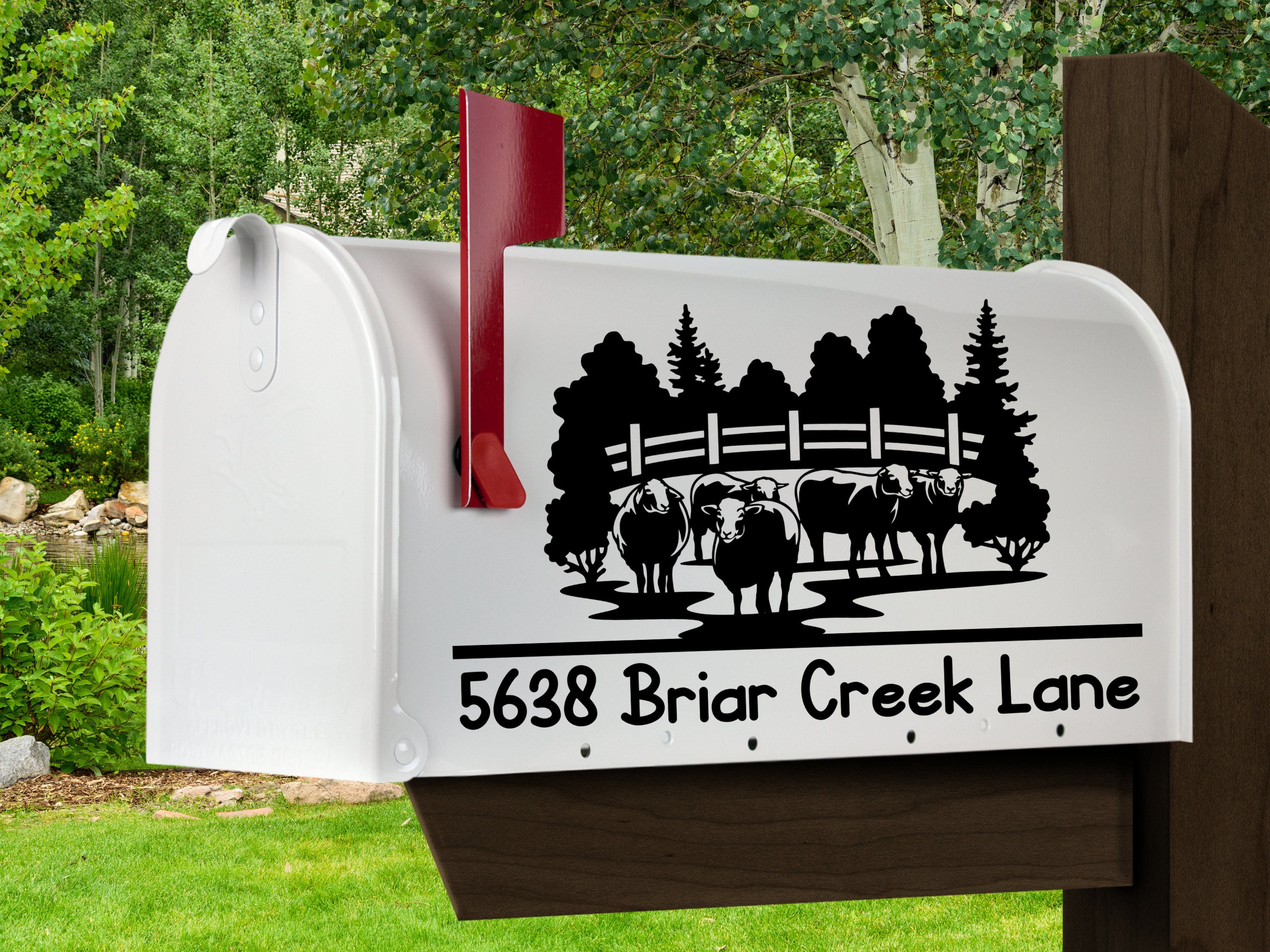 Custom Farm Animal Mailbox Decal/cow Decal/address Mailbox Decal/number ...