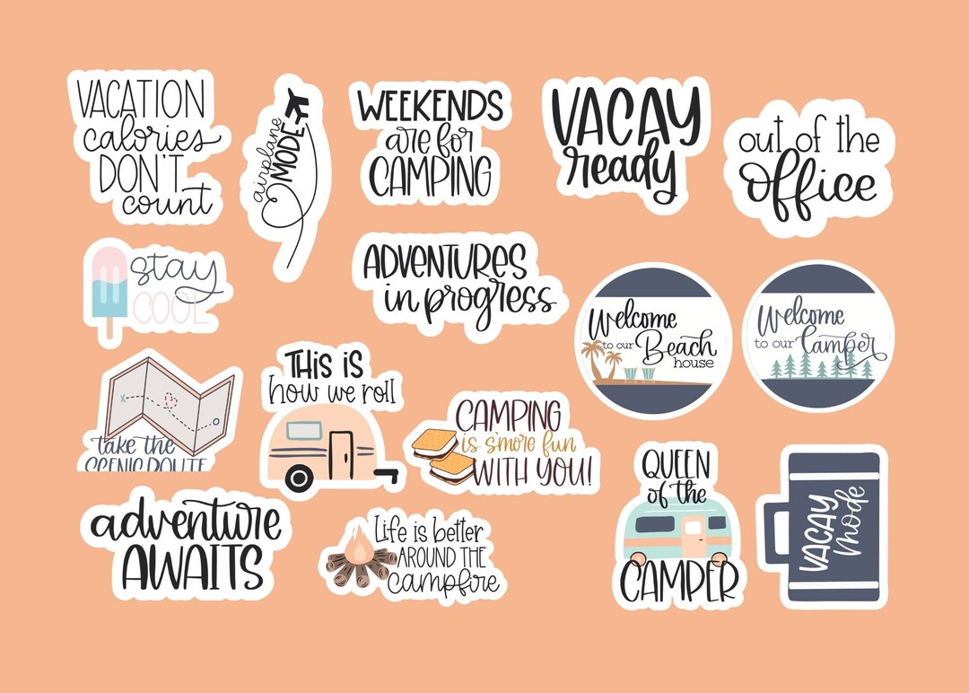 Over 60 Vacation Stickers/camping Stickers/planner Stickers/scrapbook ...