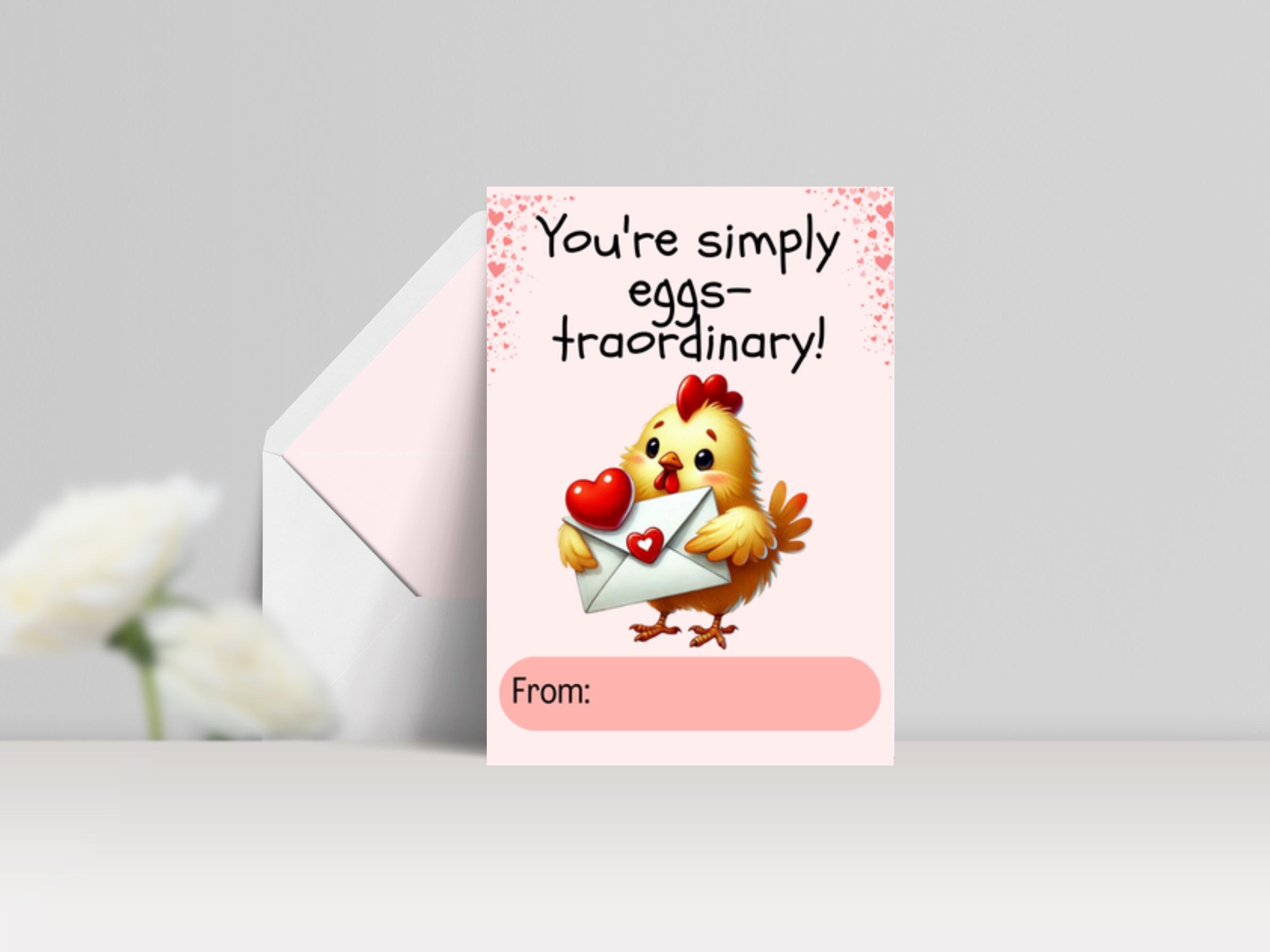Printable Chicken Valentine's Cards, Chicken Baby Chick Valentine Cards ...