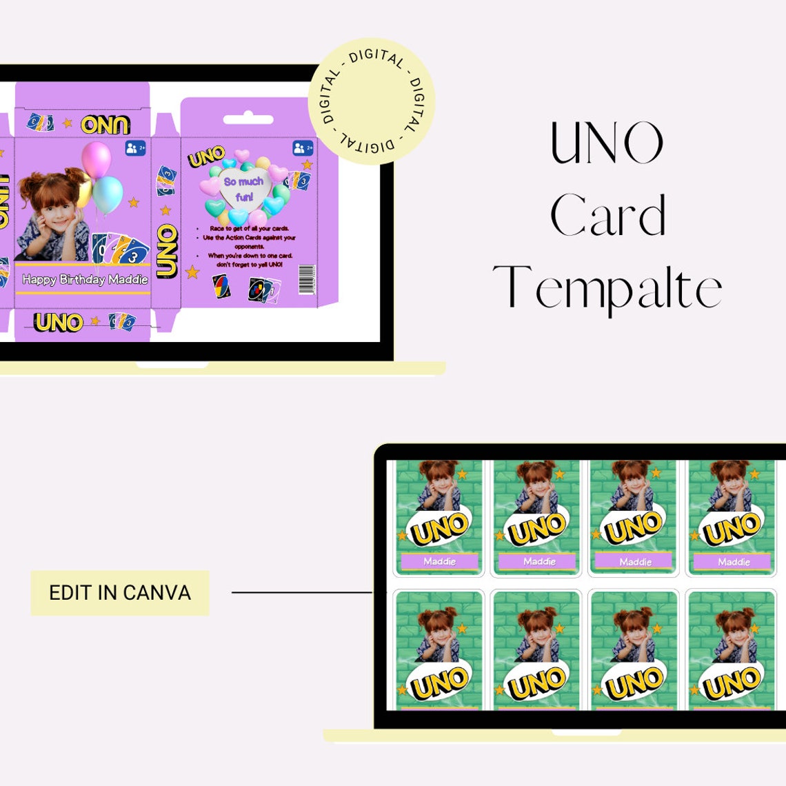 Uno Game Template, Uno Template, Canva Template, Uno Card Game Template ...