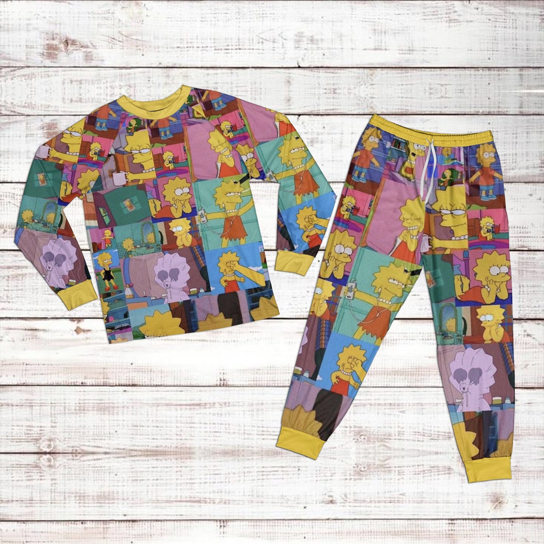 Disney Lisa Simpson Pattern Raglan Pajamas Set Cartoon the - Etsy