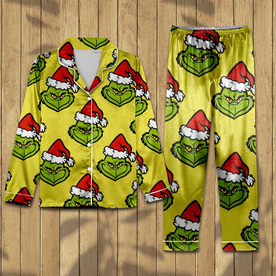 Grinch Christmas Pajamas Set Grinch Pyjamas Xmas Sleepwear Etsy