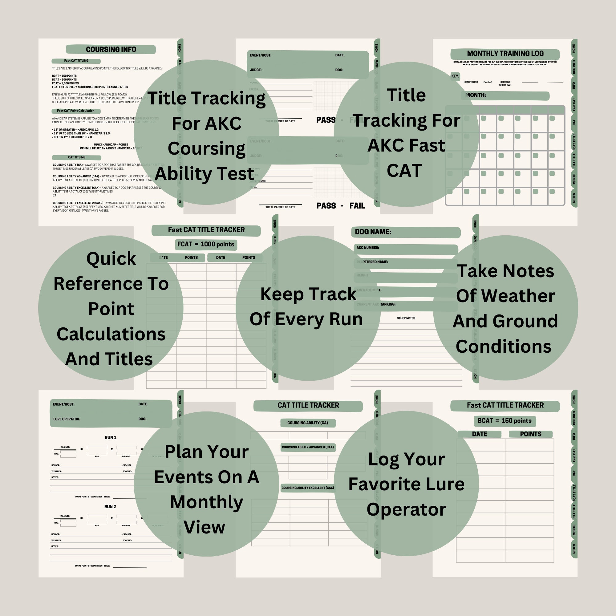 AKC Fast CAT Coursing Ability Test Journal Notes Template Dog Journal ...