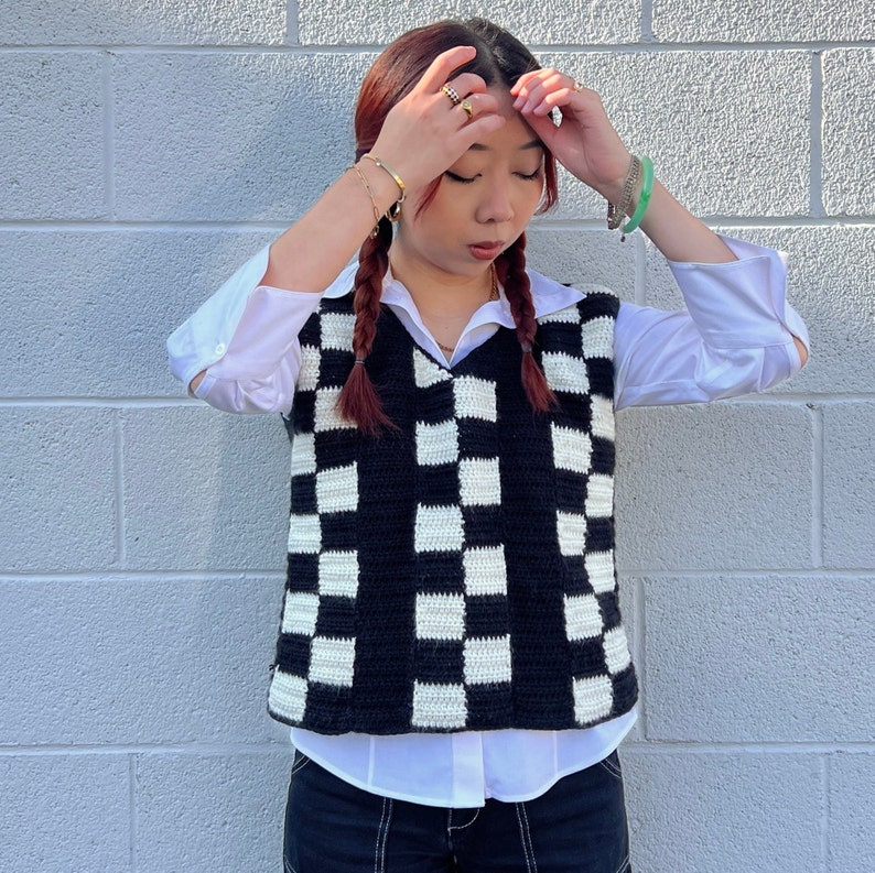 Wednesday Addams Checkered Crochet Vest PDF Pattern - Etsy Canada