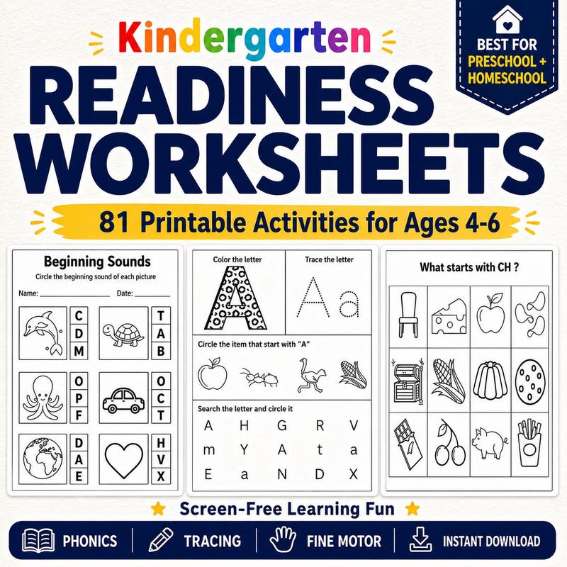 Kindergarten Skills Packet - Etsy