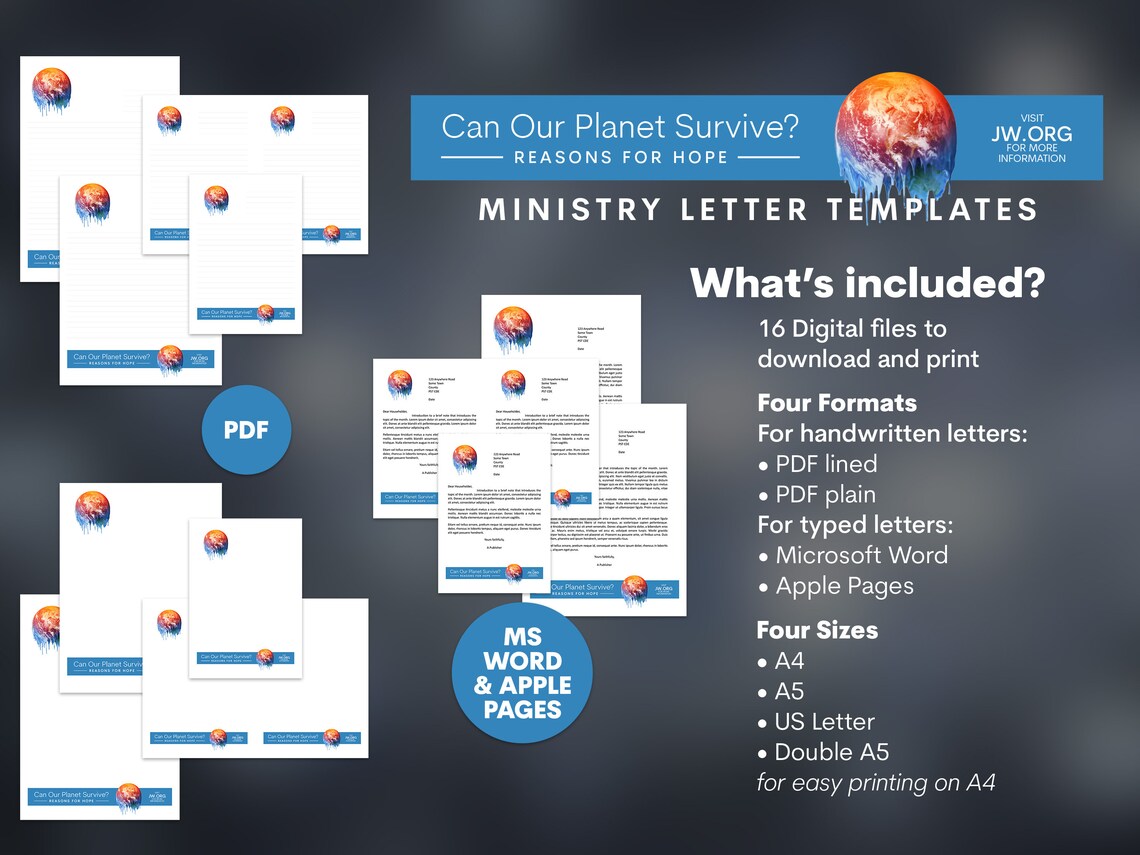 JW Printable Letter Writing Ministry Templates Can Our Planet Survive ...