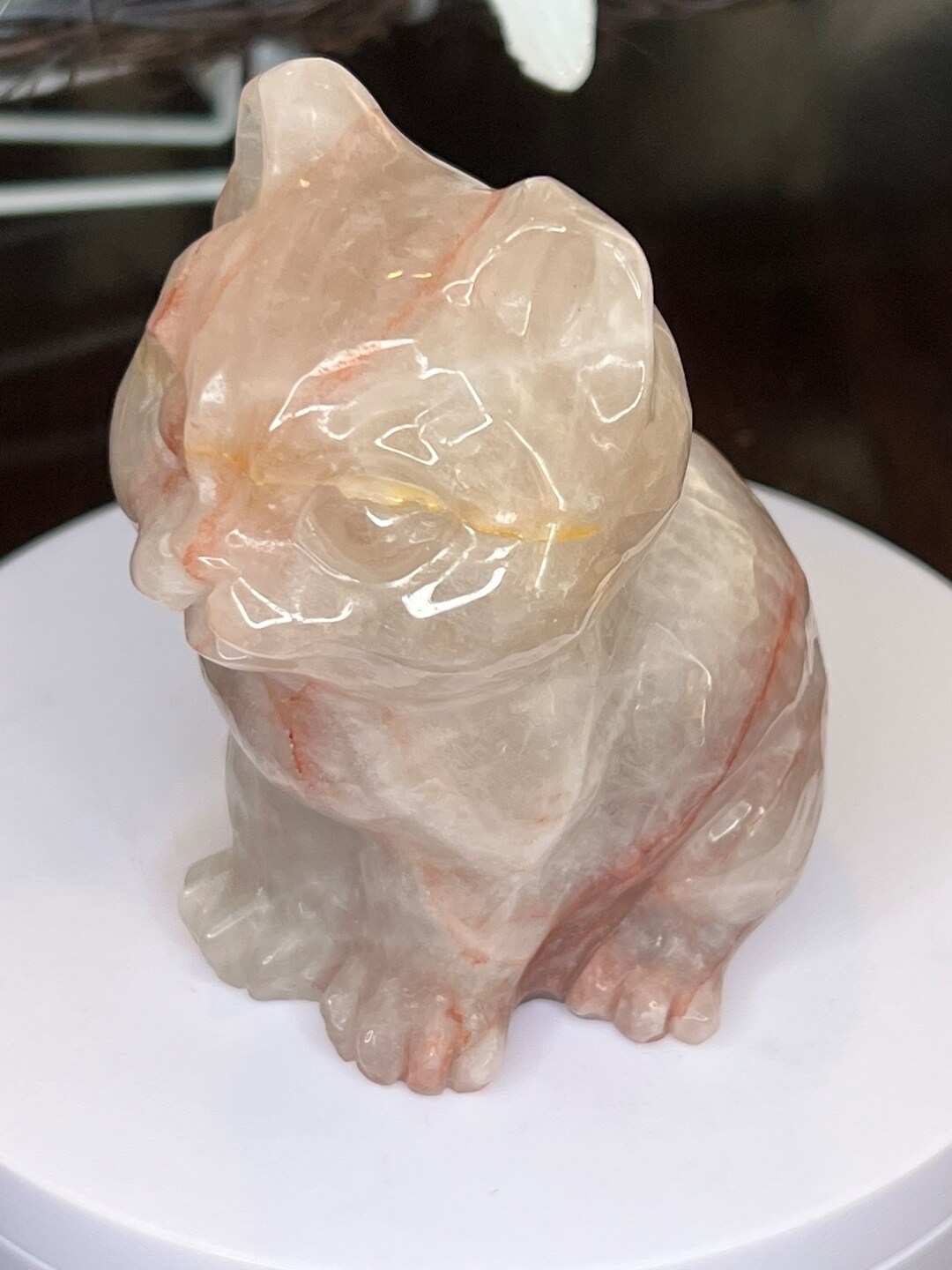 Fire Quartz Crystal Cat Carving - Etsy