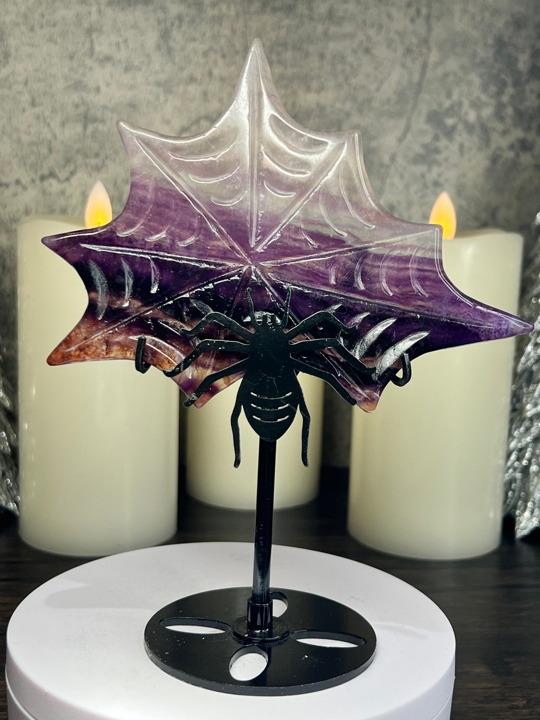 Fluorite Crystal Spider Web on a Spider Custom Stand - Etsy