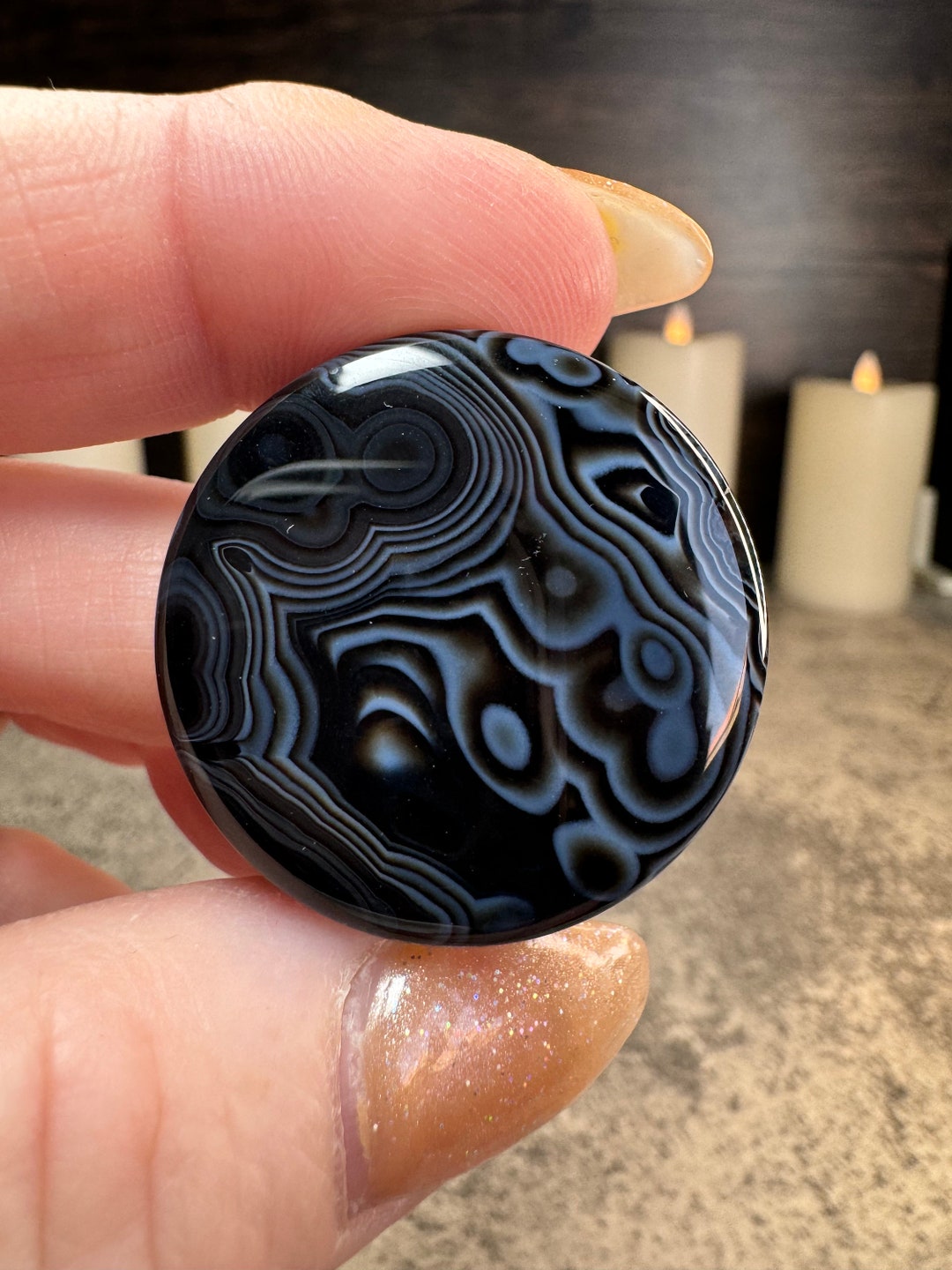 Rare Black Lace Onyx Crystal Disc - Etsy