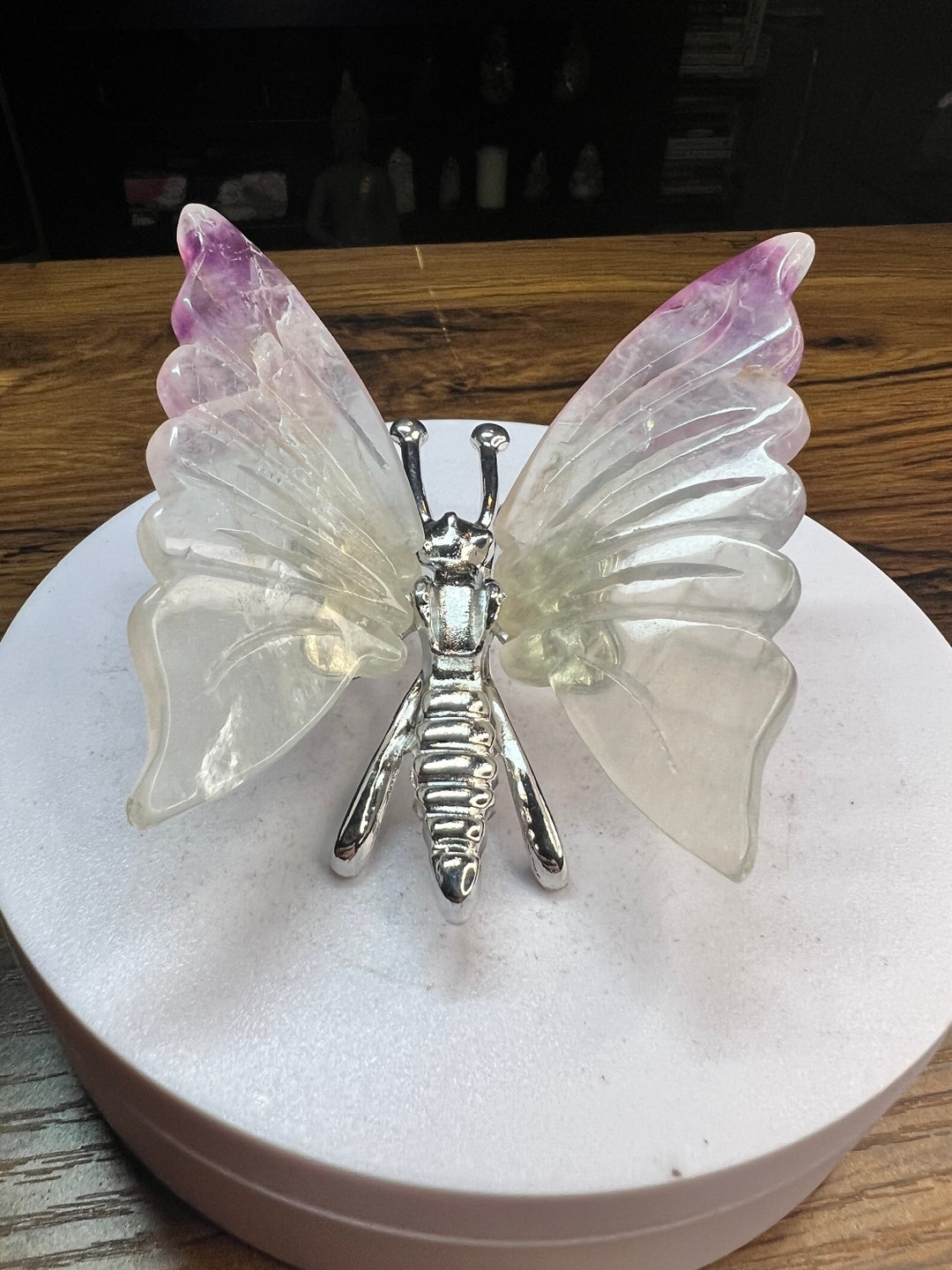 Purple Fluorite Crystal Butterfly Carving on Non Removable Stand - Etsy