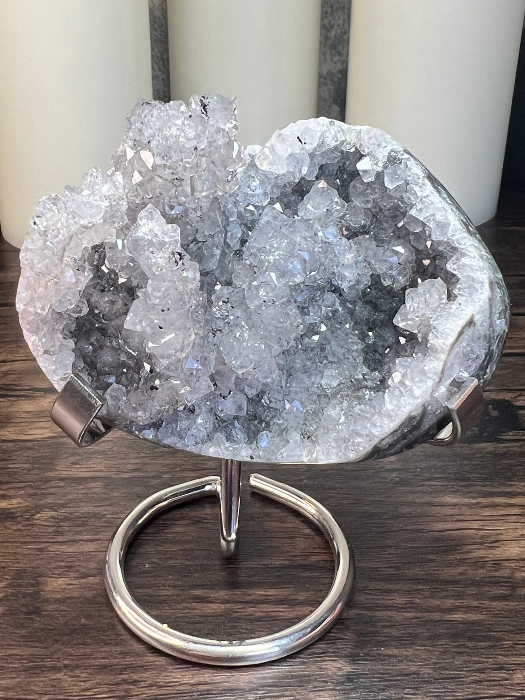 Quartz Geode With Hematite Inclusion Freeform (stand Included) - Etsy