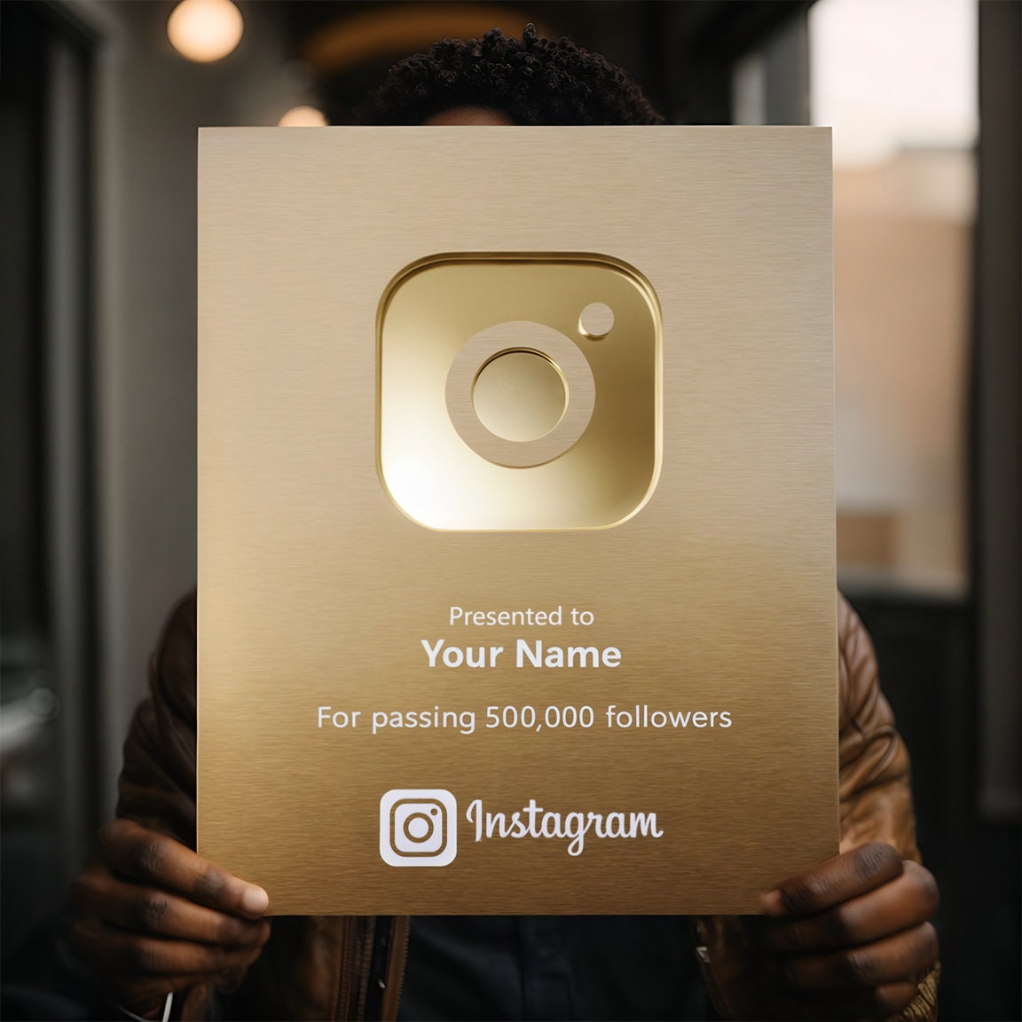 Instagram Gold Award Plaque Play Button Personalized Social Media ...