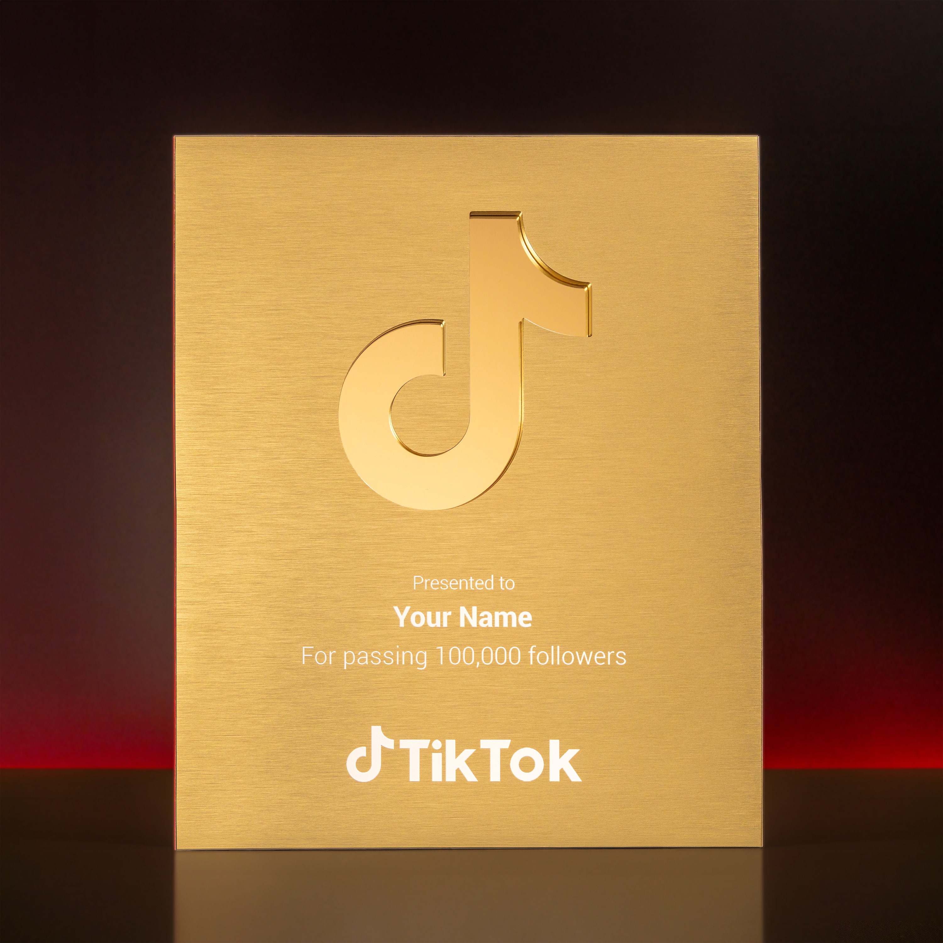 Tiktok Gold Award Plaque Customized Aluminum Cnc Engraved Personalized ...