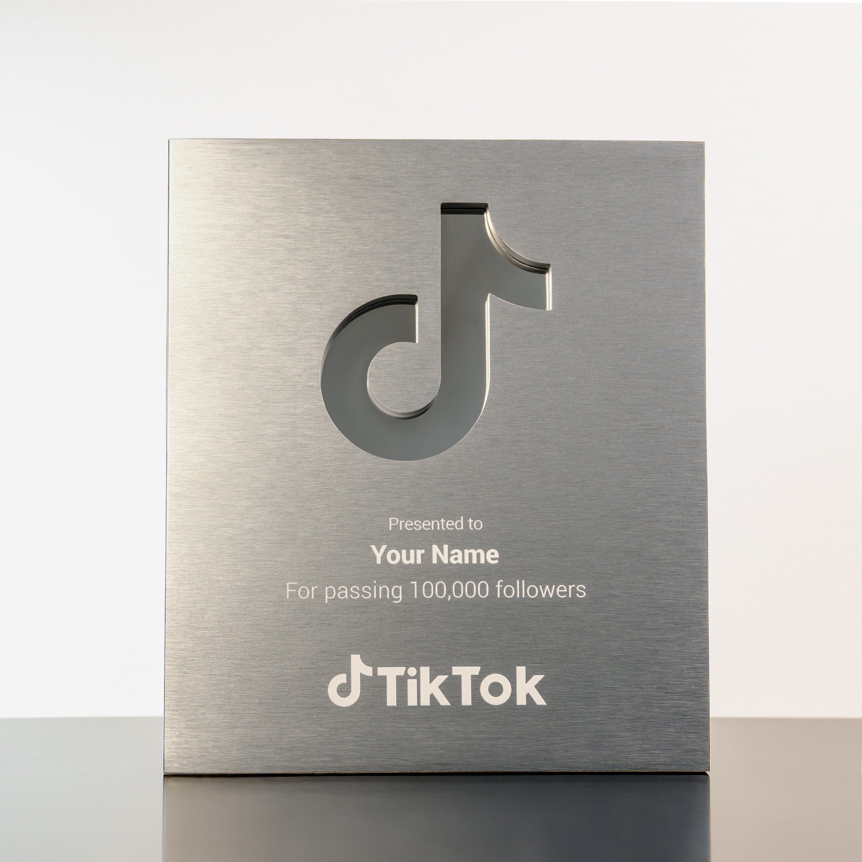 Tiktok Silver Award Plaque Customized Aluminum Engraved Personalized ...